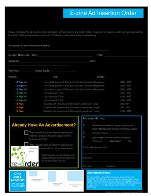Fillable Online E Zine Ad Insertion Order Fax Email Print PdfFiller