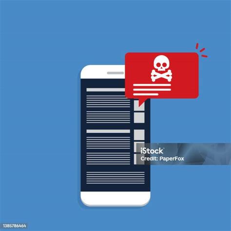 악성 코드 휴대 전화에 온라인 바이러스 공격 경고 경고 인터넷 보안 위협 벡터 일러스트레이션 0명에 대한 스톡 벡터 아트 및 기타 이미지 Istock
