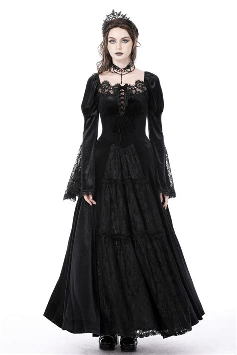 Princessa Black Velvet And Lace Gothic Vintage Prom Dress Gothic Prom