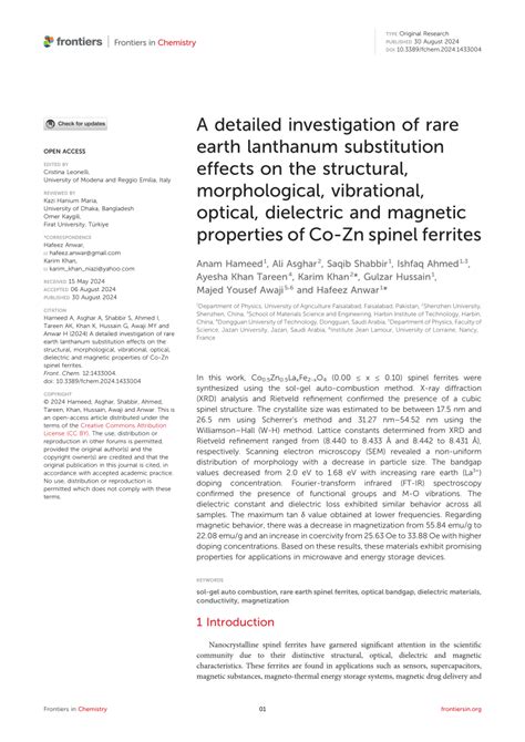 Pdf A Detailed Investigation Of Rare Earth Lanthanum Substitution