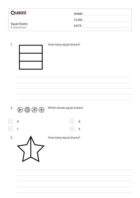 50 Equal Shares Worksheets For Kindergarten On Quizizz Free And Printable