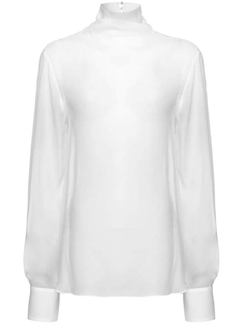 Pinko High Neck Long Sleeve Shirt White Farfetch