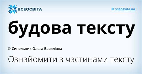 будова тексту Презентація Українська мова