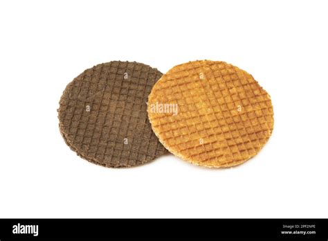 Two Different Round Biscuits Isolated On White Background Chocolate