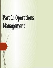 Introduction To Operations Management Creating Value Through Course Hero