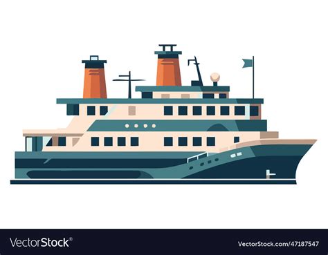 Passenger Ship Sailing On Blue Nautical Waves Vector Image