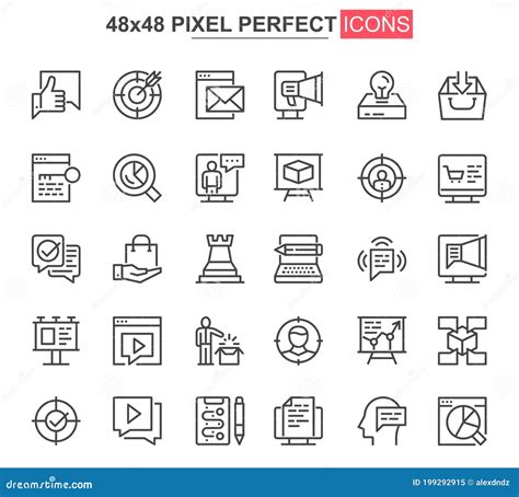Digital Marketing Thin Line Icon Set Stock Vector Illustration Of Business Development