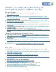 CSC Workshop Further Reading Docx Research Proposal And Grant Writing For Development Impact