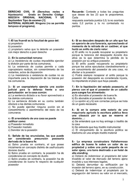 TEST Civil III merged Recopilación de test Derecho Civil III Derechos Reales Studocu