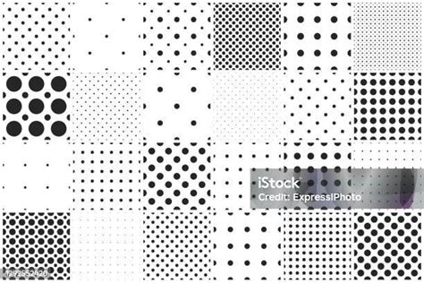 벡터 기하학적 원활한 간단한 패턴의 컬렉션 점선 질감 반복 가능한 흑백 배경 트렌디한 미니멀리즘 디자인 0명에 대한 스톡 벡터