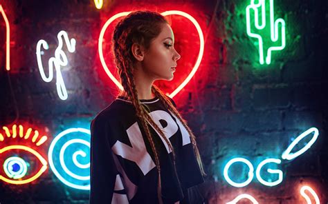 Girl Neon Wallpapers On Wallpaperdog