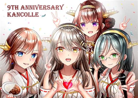 アニメ、 アニメの女の子、 女性のグループ、 関台コレクション、 金剛（艦隊これくしょん）、 ひえい（艦隊これくしょん）、 春菜（艦隊