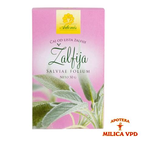 Čaj Žalfija List 50gr Adonis Apoteka Milica Čaj Žalfija List 50gr Adonis Apoteka Milica
