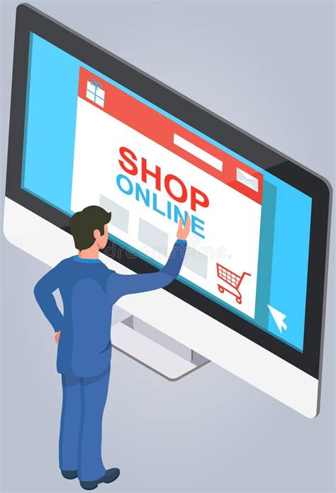 Empresario Que Utiliza Una Computadora Para Realizar Compras Por