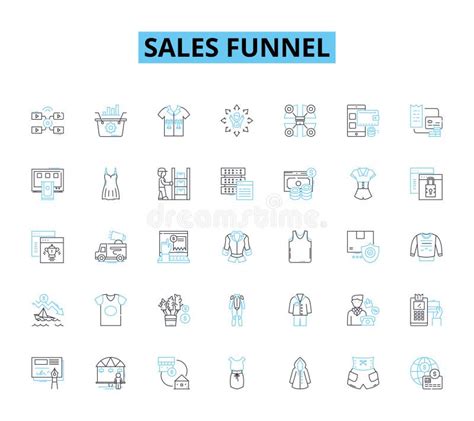 Sales Funnel Linear Icons Set Leads Conversion Awareness Engagement