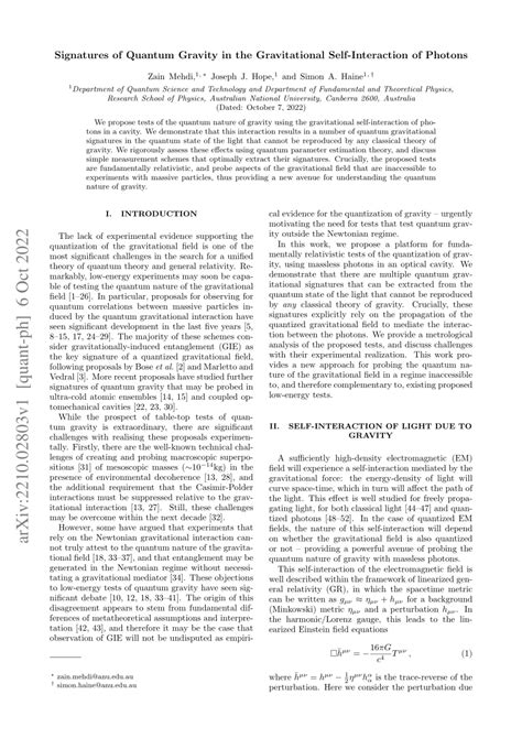Pdf Signatures Of Quantum Gravity In The Gravitational Self