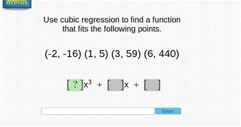 solved acellus use cubic regression to find a function that