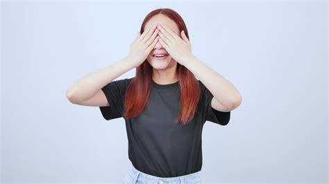 Asian Girl In Black T Shirt She Is Blindfolded Surprise To Receive A