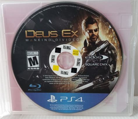 Deus Ex Mankind Divided Day One Edition Sony PlayStation 4 2016 Disc
