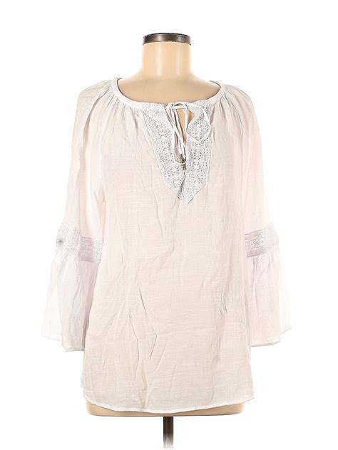 Counterparts White Ivory Long Sleeve Blouse Size M 50 Off Thredup