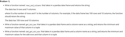 Solved Problem 1 Write A Function Named Rows And Columns Chegg