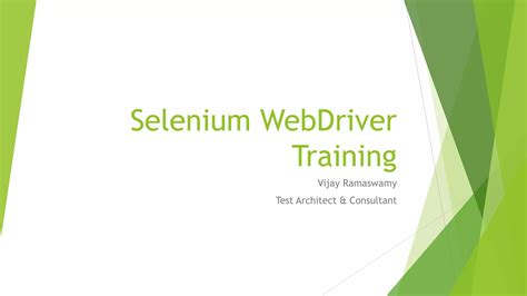 Selenium Webdriver Training Pptx