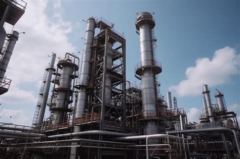 大型精製廠複合體有許多日光發電管道 Premium Ai Generated Image