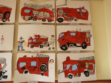 消防車絵画 ほしそらひかり こぐま保育園