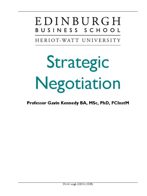 Strategic Negotiation Course Taster Pdf Negotiation Test Assessment