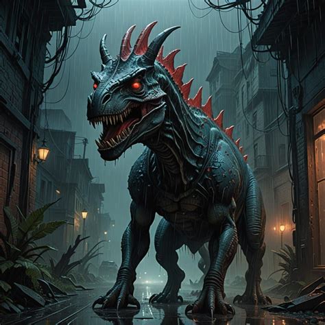 Menacing Carnotaurus With Razor Sharp Red Horns In Ai Art