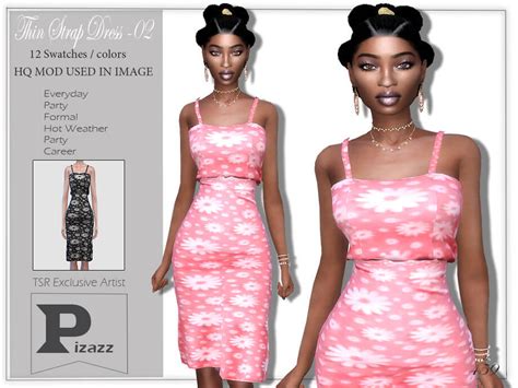 The Sims 4 Thin Strap Dress 02 By Pizazz The Sims Book