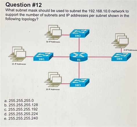 solved question 12 what subnet mask should be used to