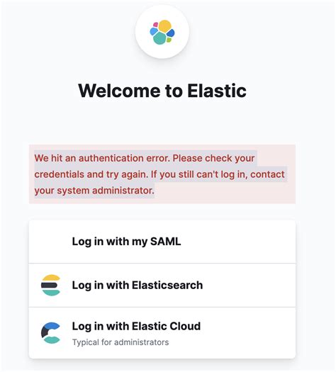 okta elasticloud we hit an authentication error please check your credentials and try again