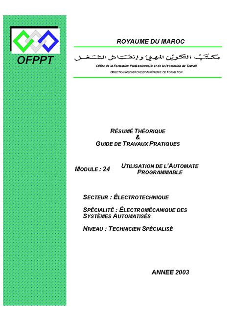 Utilisationdelautomateprogrammablege Esapdf Ofppt Royaume Du