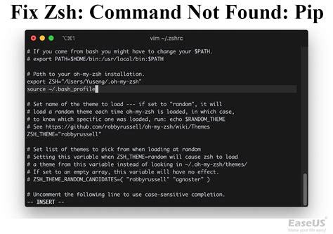 zsh command not found pip error how to fix