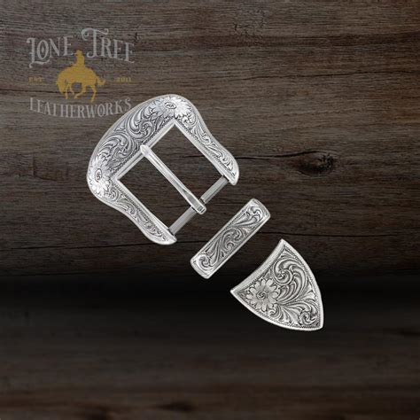 B 006 Silver Flower Scroll Lone Tree Leather Works