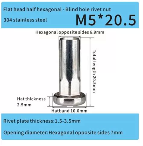 Closed End Stainless Steel Part Hexagonal M5 Rivet Nut For Automotive