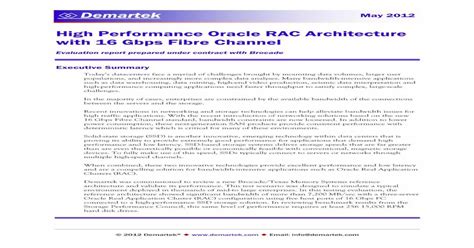 Pdf View The Demartek Evaluation Of High Performance Oracle Rac