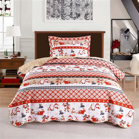 Marcielo 23 Pcs Christmas Quilt Bedspread Holiday Bedding Set