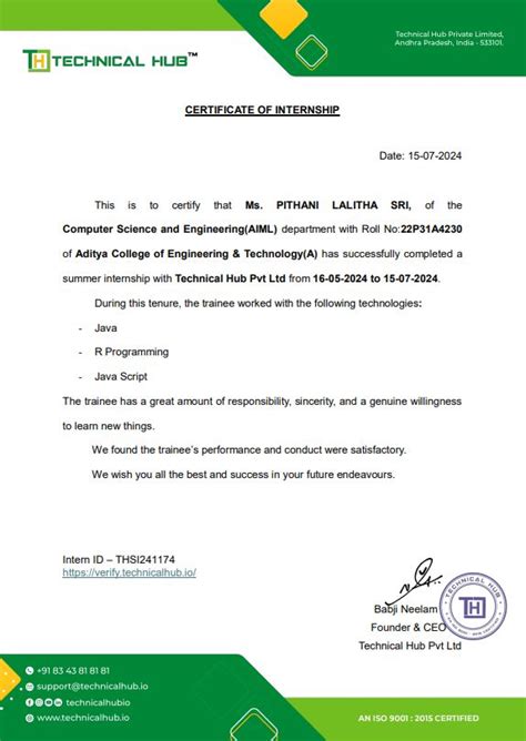 Lalitha Sri Pithani On Linkedin Internship Professionaldevelopment