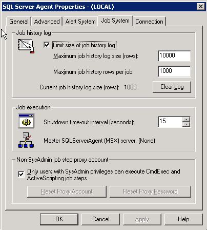 Retaining Sql Server Job History