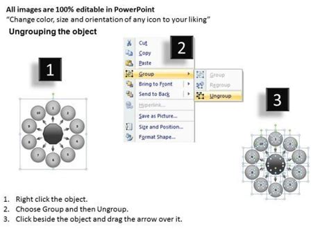 Connecting Factors Diverging Arrow Diagram Circular Flow Chart PowerPoint Slides