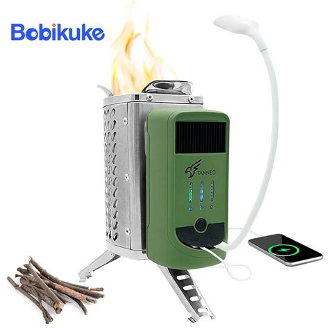 Bobikuke 야외 바베큐 그릴 캠핑 스토브 Usb 충전 목재 연소 스토브 친환경 적은 연기 휴대용 접이식 그릴