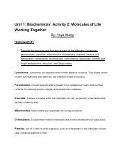 Unit 1 Biochemistry Activity 2 Molecules Of Life Working Together Pdf