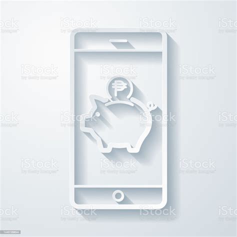 스마트 폰으로 페소 절약 빈 배경에 종이 잘라내기 효과가 있는 아이콘 0명에 대한 스톡 벡터 아트 및 기타 이미지 0명 3차원 형태 가계 Istock