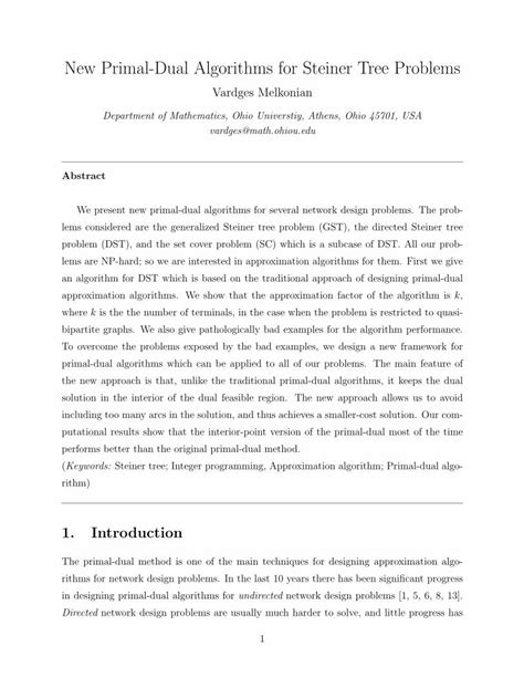 pdf new primal dual algorithms for steiner tree problemswe present