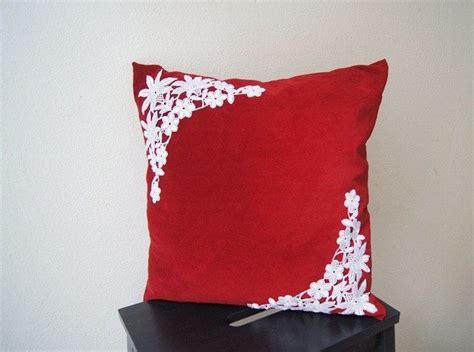 Pillow Red Pillow Cover Lace Throw Pillow Pillow Cover Case Bridal