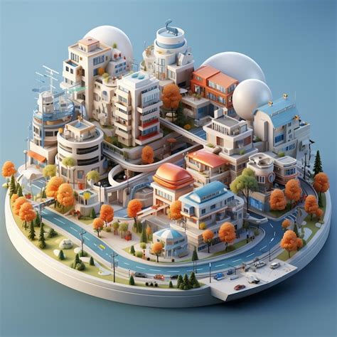 Premium Ai Image Isometric 3d Rendering Of City