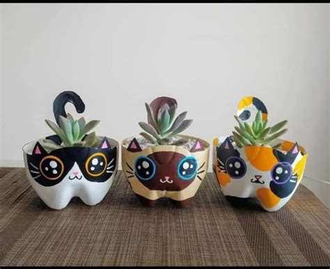 Macetas Recicladas 🐱 Macetas De Reciclaje Manualidades Maceteros