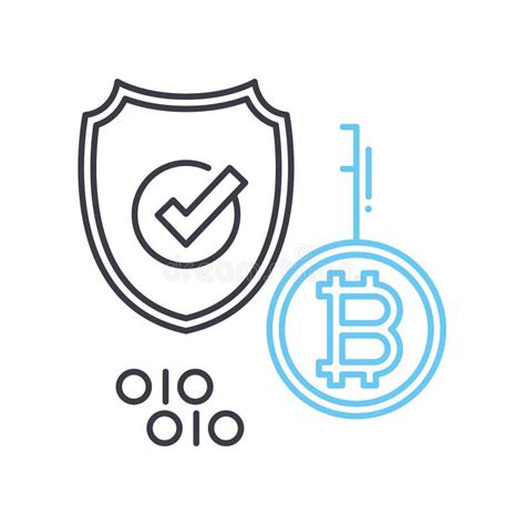Bitcoin Encryption Line Icon Outline Symbol Vector Illustration Concept Sign Stock Vector